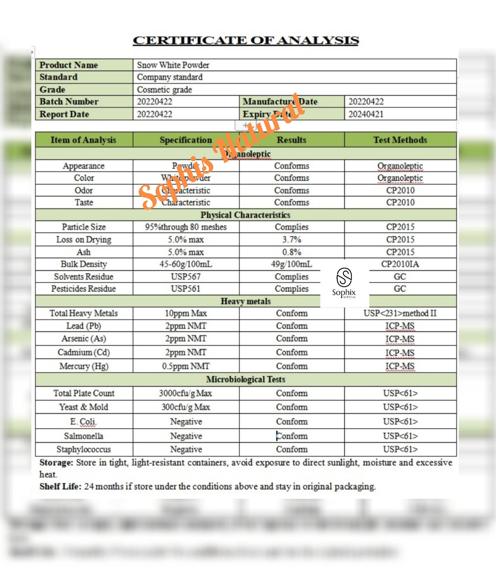 Snow White Powder - Sophix Natural