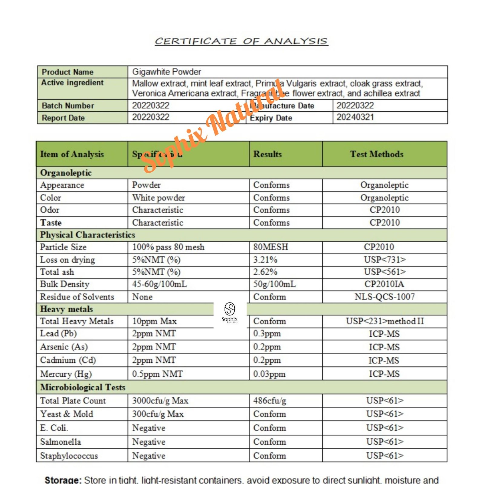 Giga White Powder (99%) - Sophix Natural