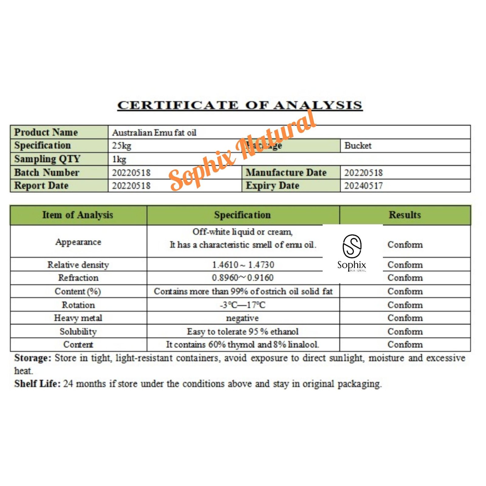 Australian Emu Fat Carrier Oil - Sophix Natural